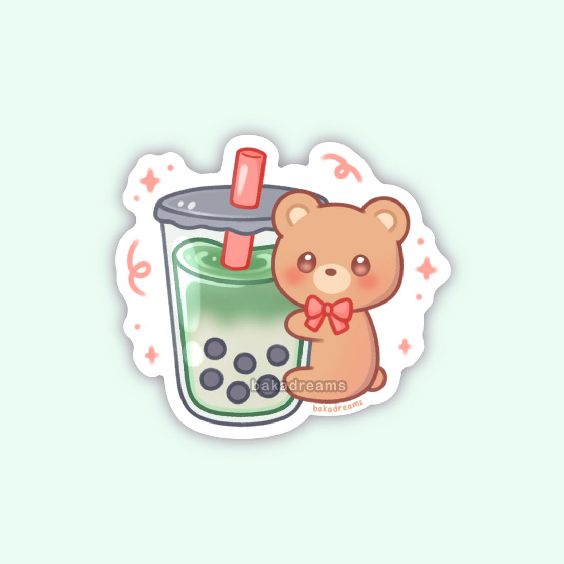 Matcha Boba Bear Vinyl Sticker – Baka Dreams